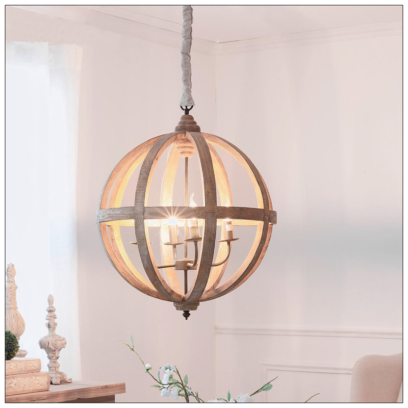 August Grove® Barkon 4 - Light Iron Globe Chandelier | Wayfair